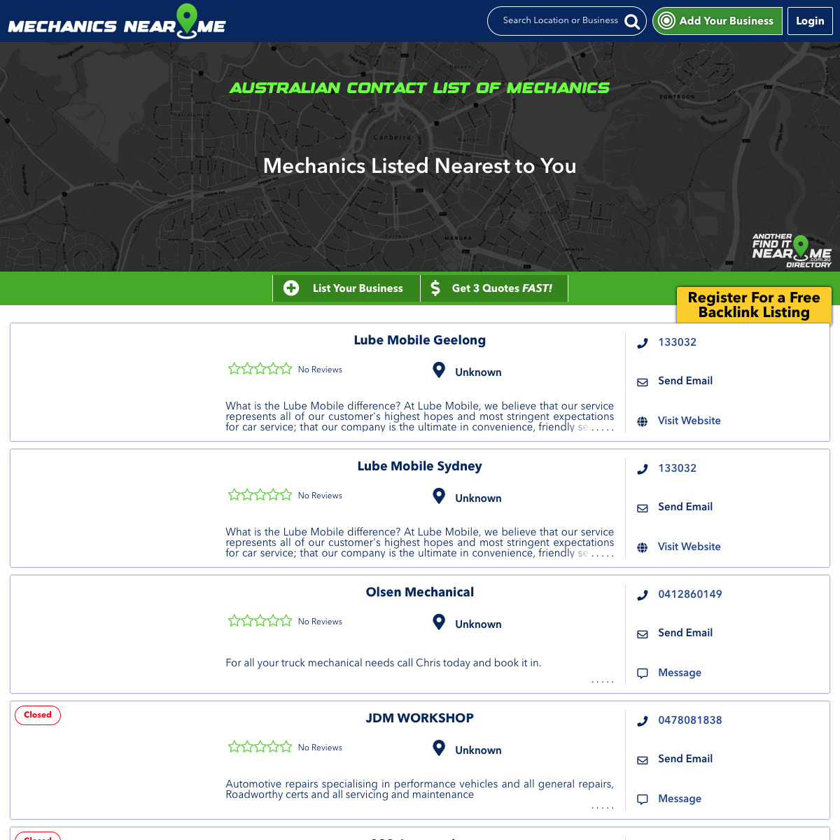Mechanics Near Me | Mechanic Small Business Directory 2025